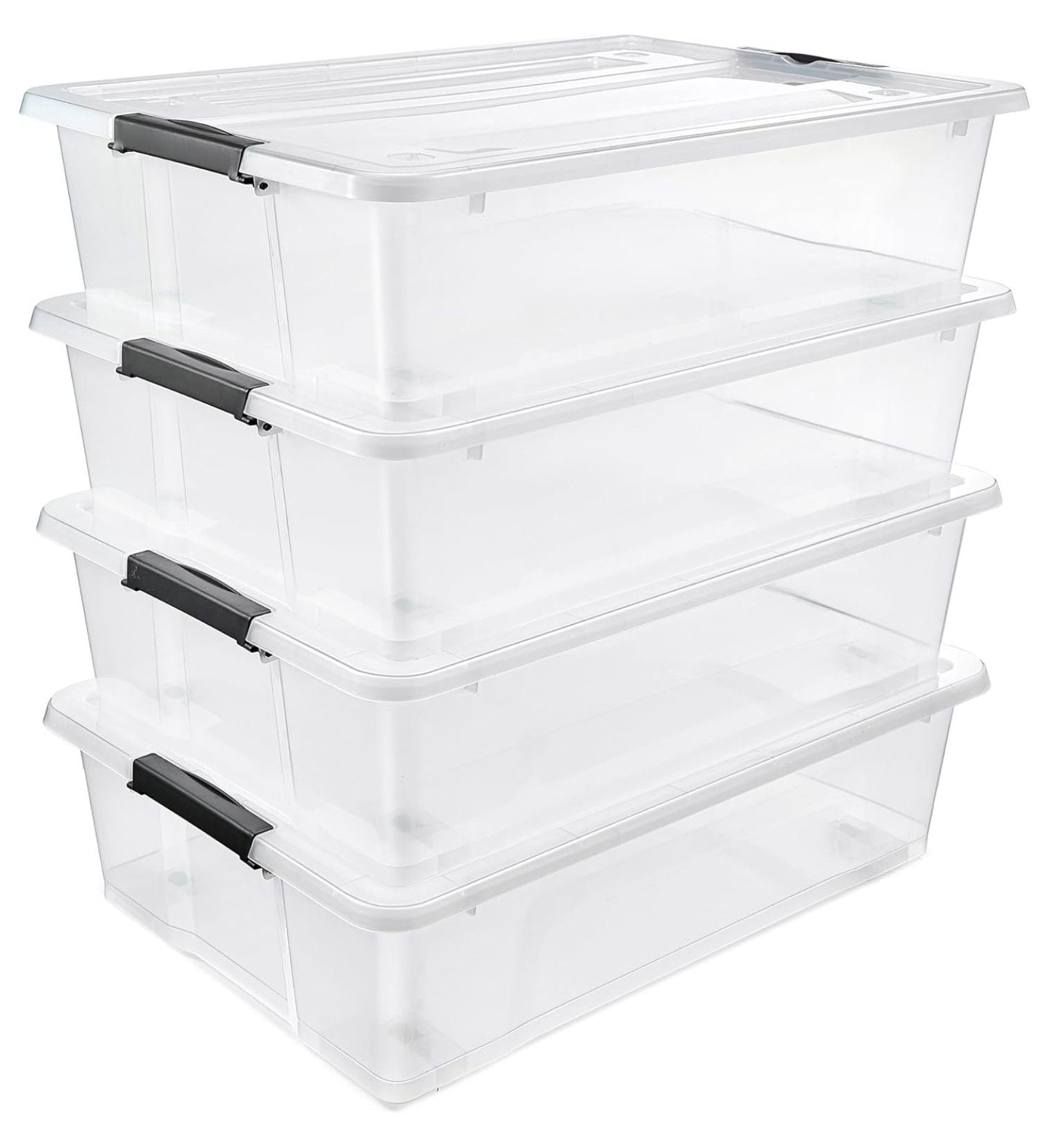 40 Qt Plastic Storage Bins with Lids for Under Bed Storage - Clear ...