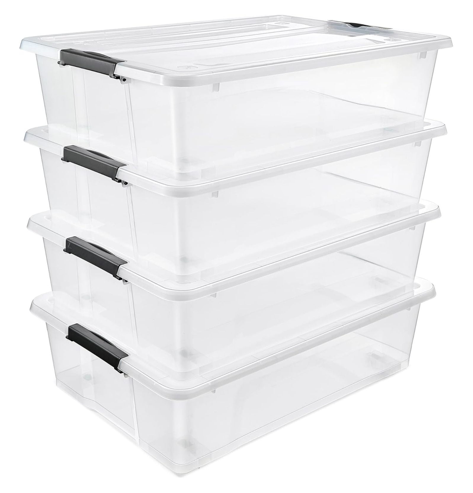 40 Qt Plastic Storage Bins with Lids for Under Bed Storage - Clear ...