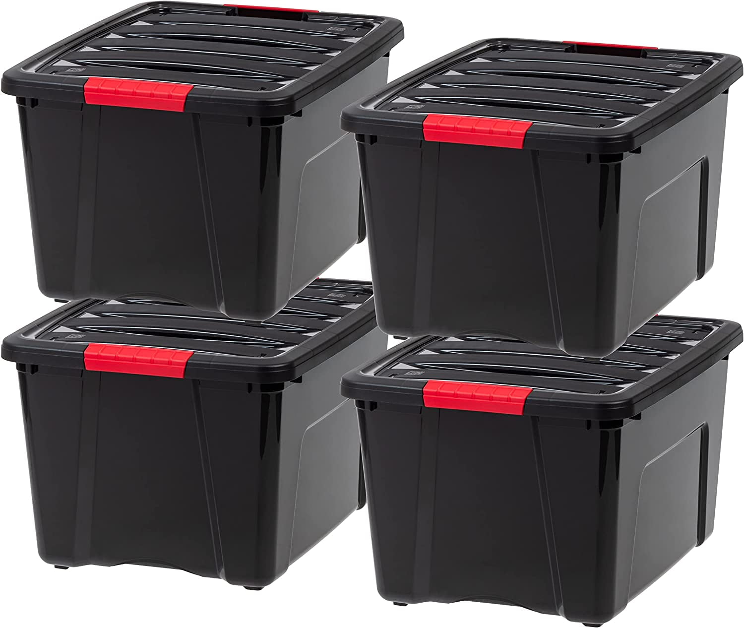 40 Qt Stackable Plastic Storage Bins with Lids, 4 Pack - BPA-Free, Made ...
