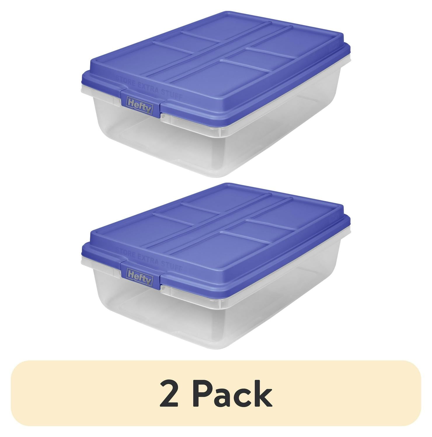 40-Qt Storage Bin Clear Plastic Rectangular Blue Lid Container 2-Pack ...