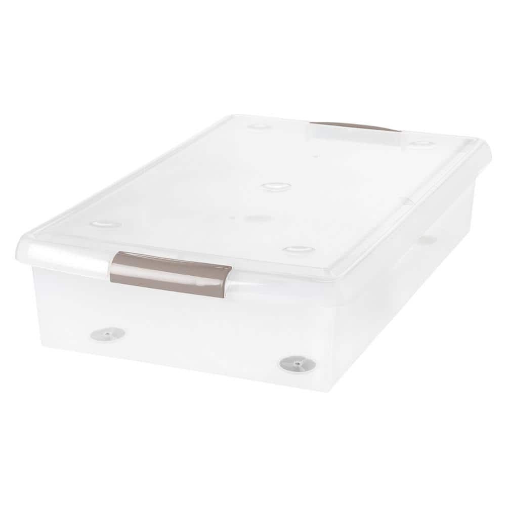 40-Qt. Underbed Store and Slide Storage Box in Clear Tan Handle ...