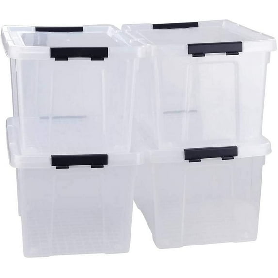 40 Quart Clear Plastic Storage Box with Lid and Wheels, Large Storage ...