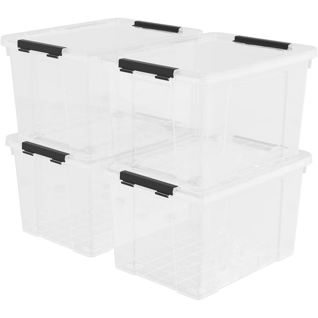 40 Quart Large Plastic Storage Bins with Lids, Clear Storage Tote with ...