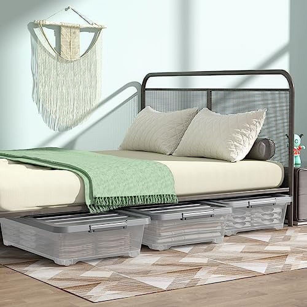 40 Quart Large Plastic Underbed Storage Boxes, Under Bed Storage ...