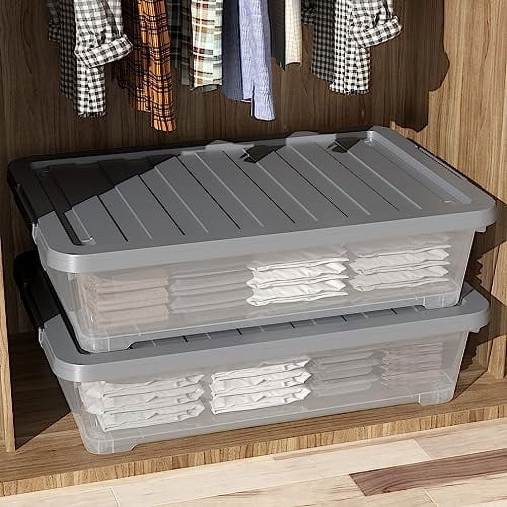 40 Quart Large Plastic Underbed Storage Boxes, Under Bed Storage ...
