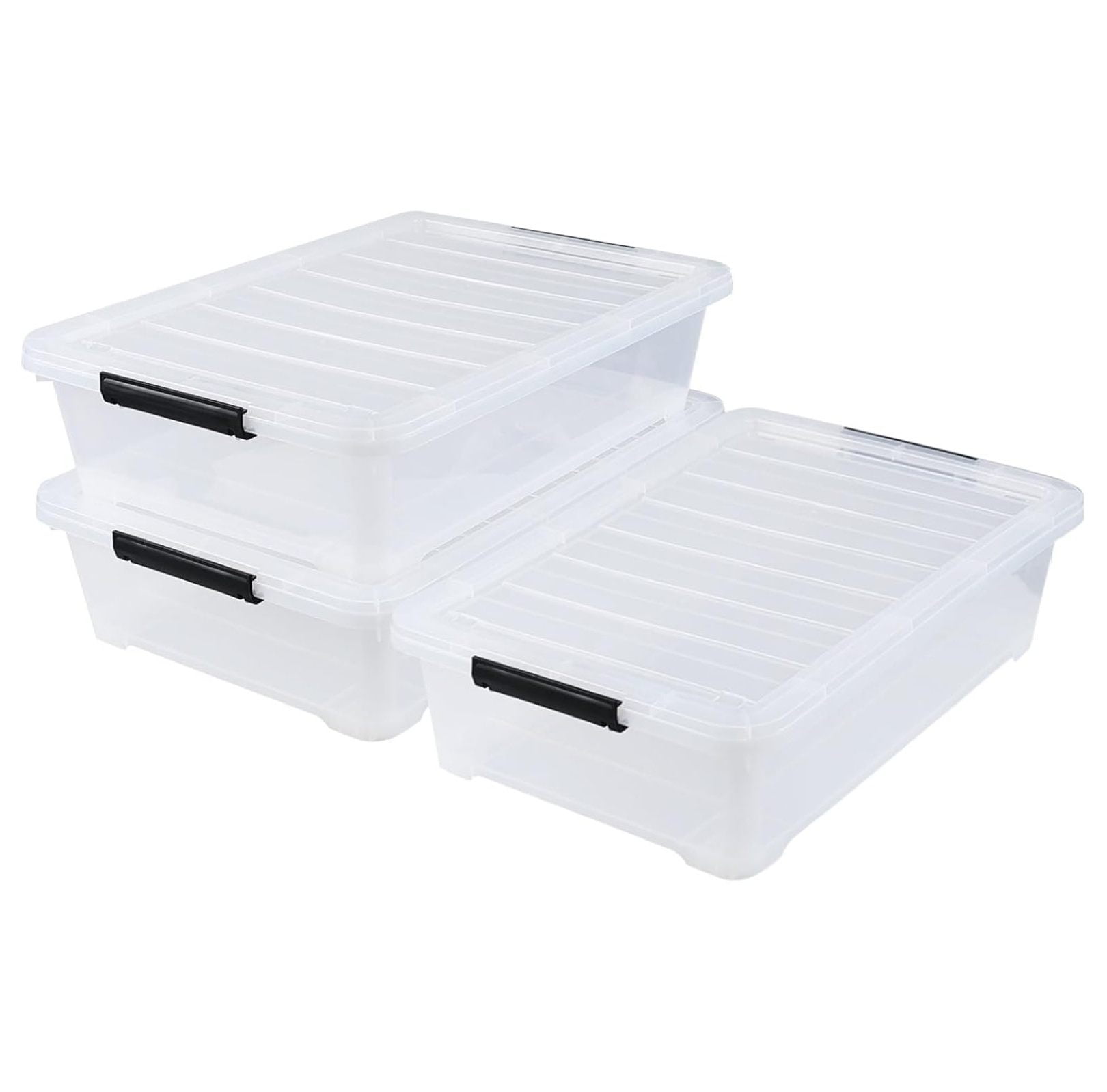 40 Quart Plastic Underbed Storage Box, Large Clear Shallow Box with ...