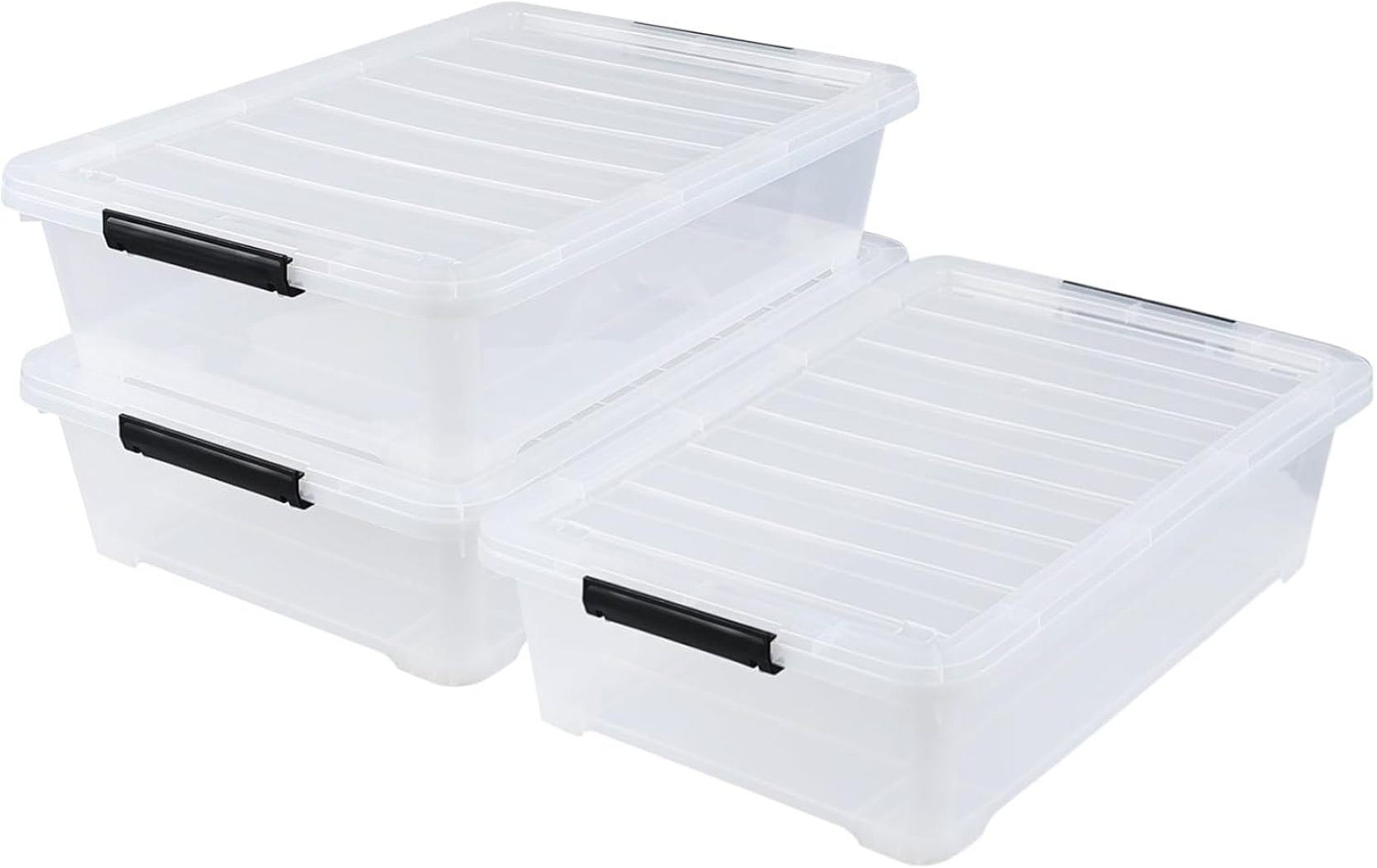 40 Quart Plastic Underbed Storage Box, Large Clear Shallow Box with ...