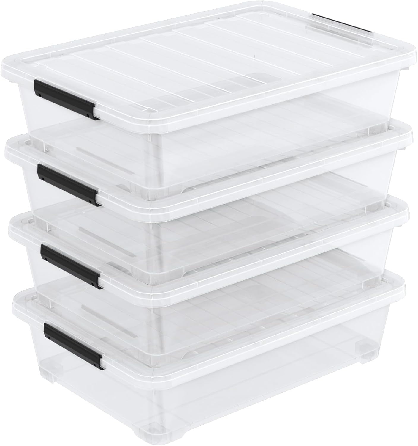 40 Quart Plastic Underbed Storage Boxes, Large Clear Storage Bin with ...