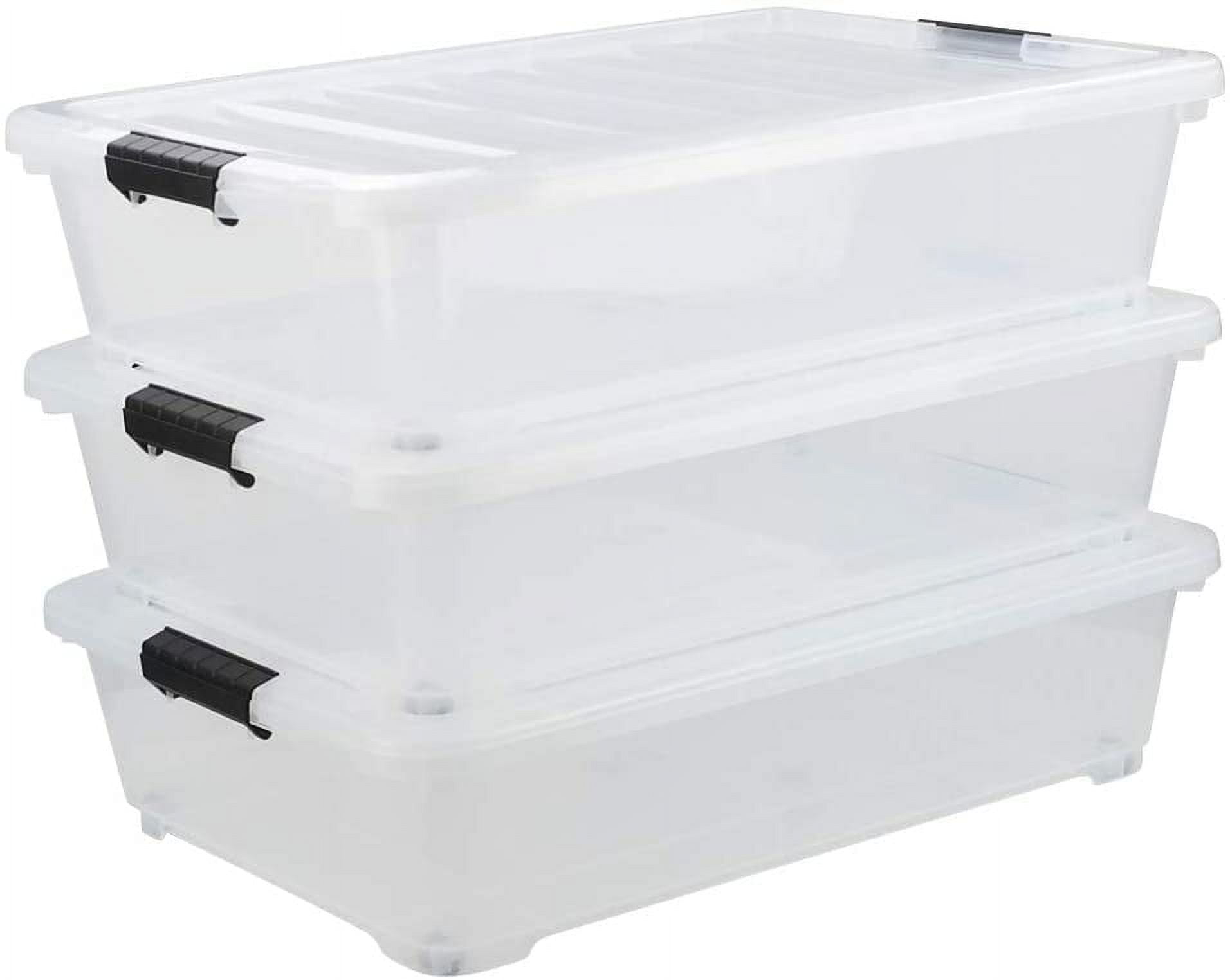 40 Quart Plastic Wheels Under Bed Storage Box, Latch Bin with Lid ...