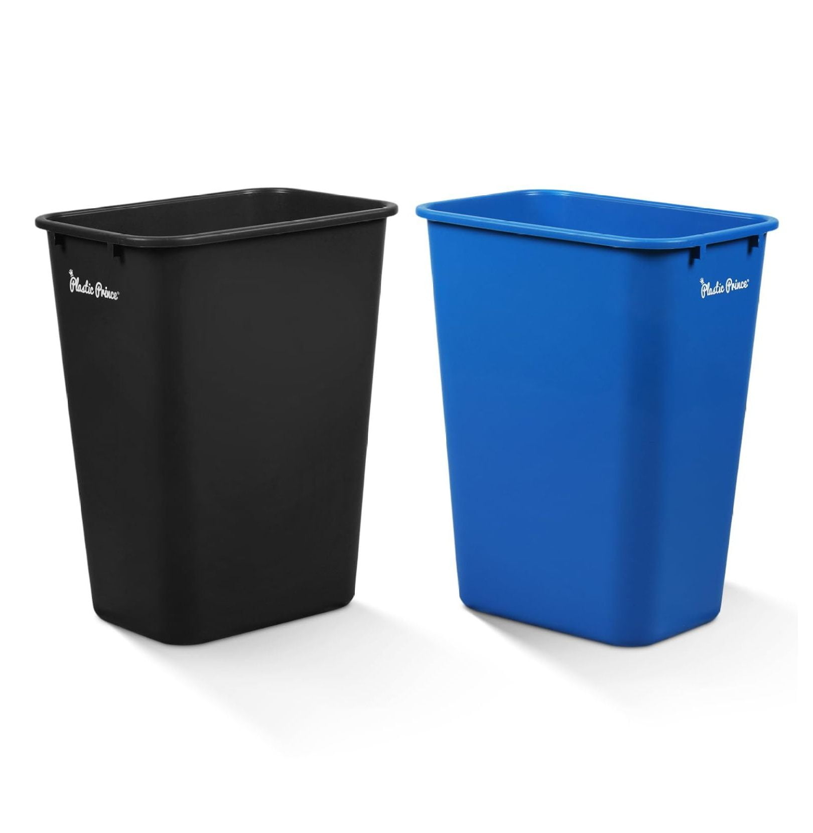 40 Quart Trash Can, Black and Blue Plastic Rectangular 10 Gallon ...