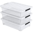 40 Quart Under Bed Plastic Storage Bins with Wheels, 3 Packs Clear ...