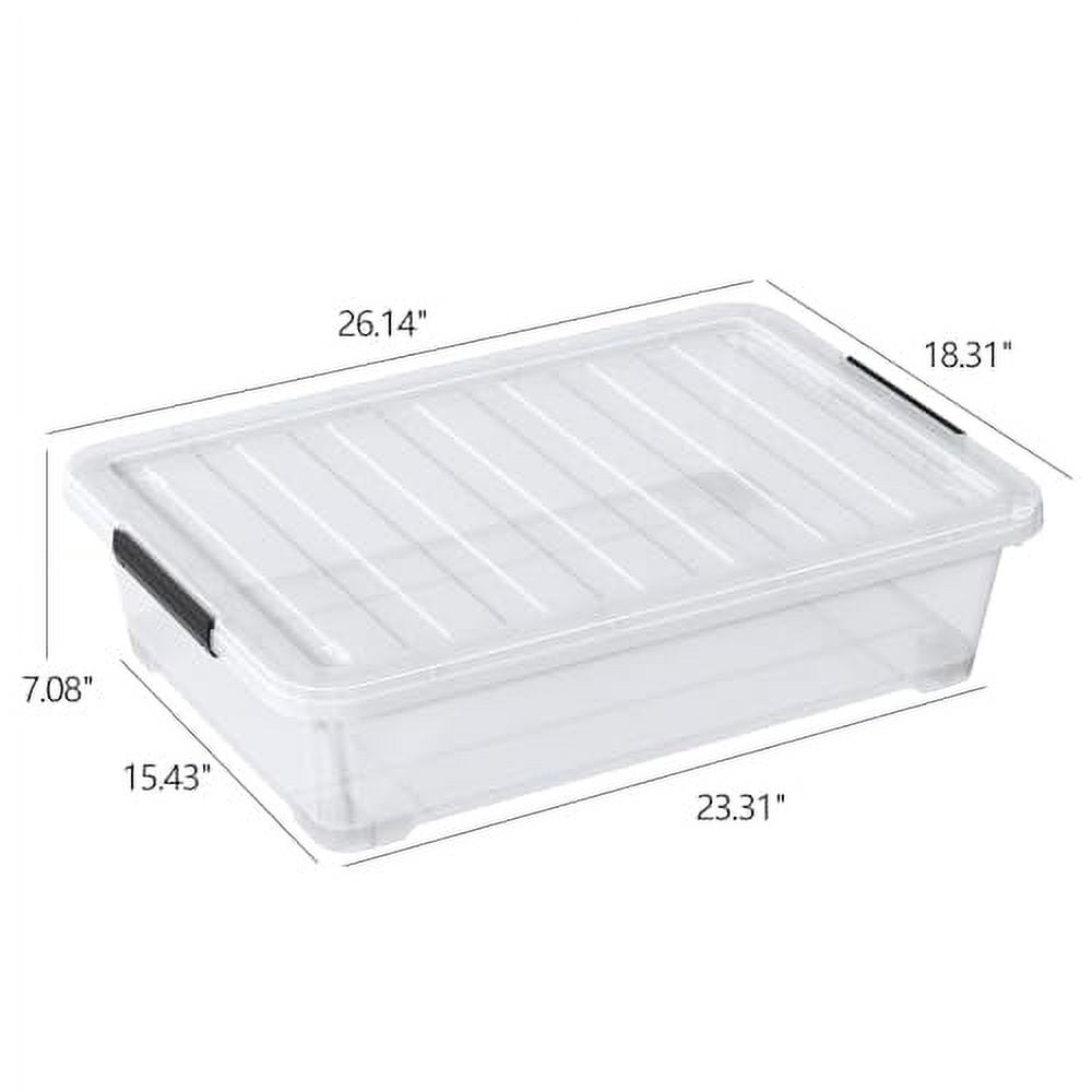 40 Quart Under Bed Plastic Storage Bins with Wheels, 3 Packs Clear ...