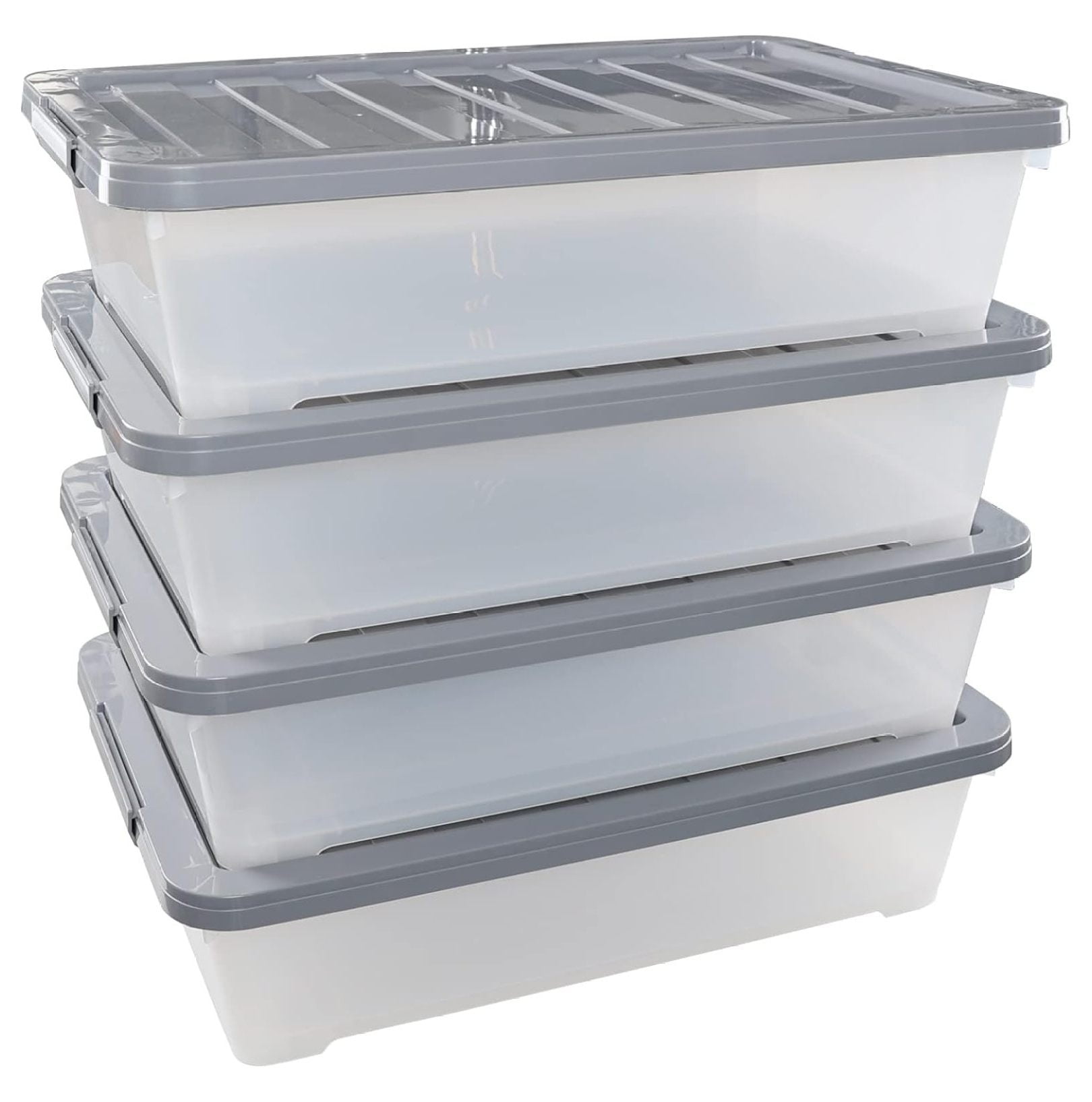 40 Quarts Under Bed Boxes with Wheels, Large Shallow Storage Box Bins ...