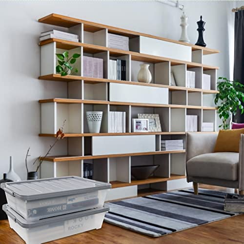 40 Quarts Under Bed Boxes with Wheels, Large Shallow Storage Box Bins ...