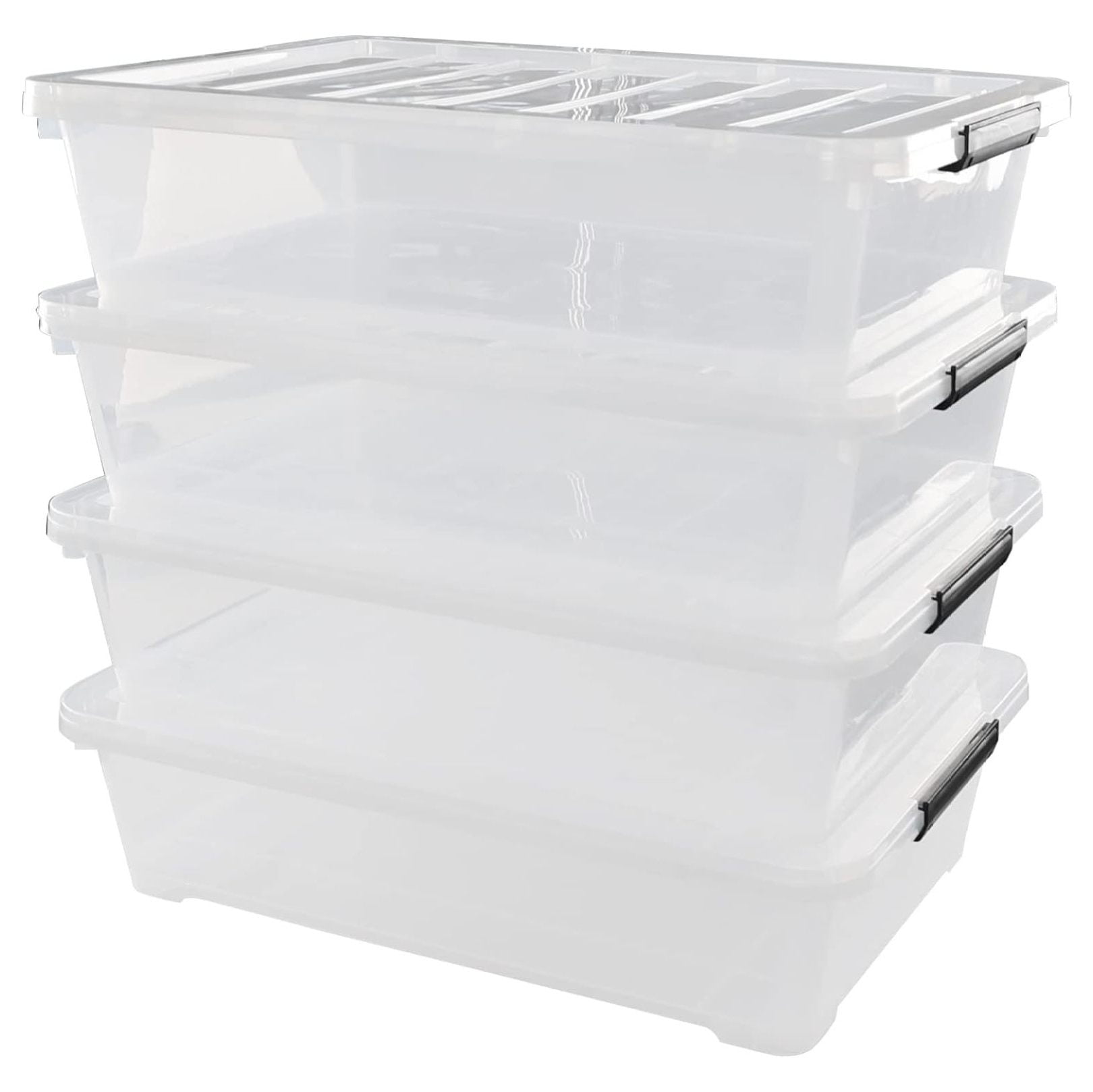 40 Quarts Under Bed Storage Boxes with Wheels, Large Plastic Shallow ...