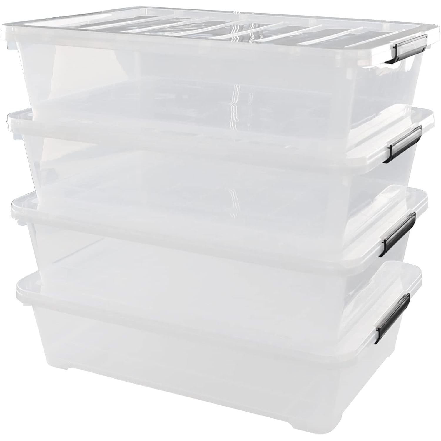 40 Quarts Under Bed Storage Boxes with Wheels, Large Plastic Shallow ...