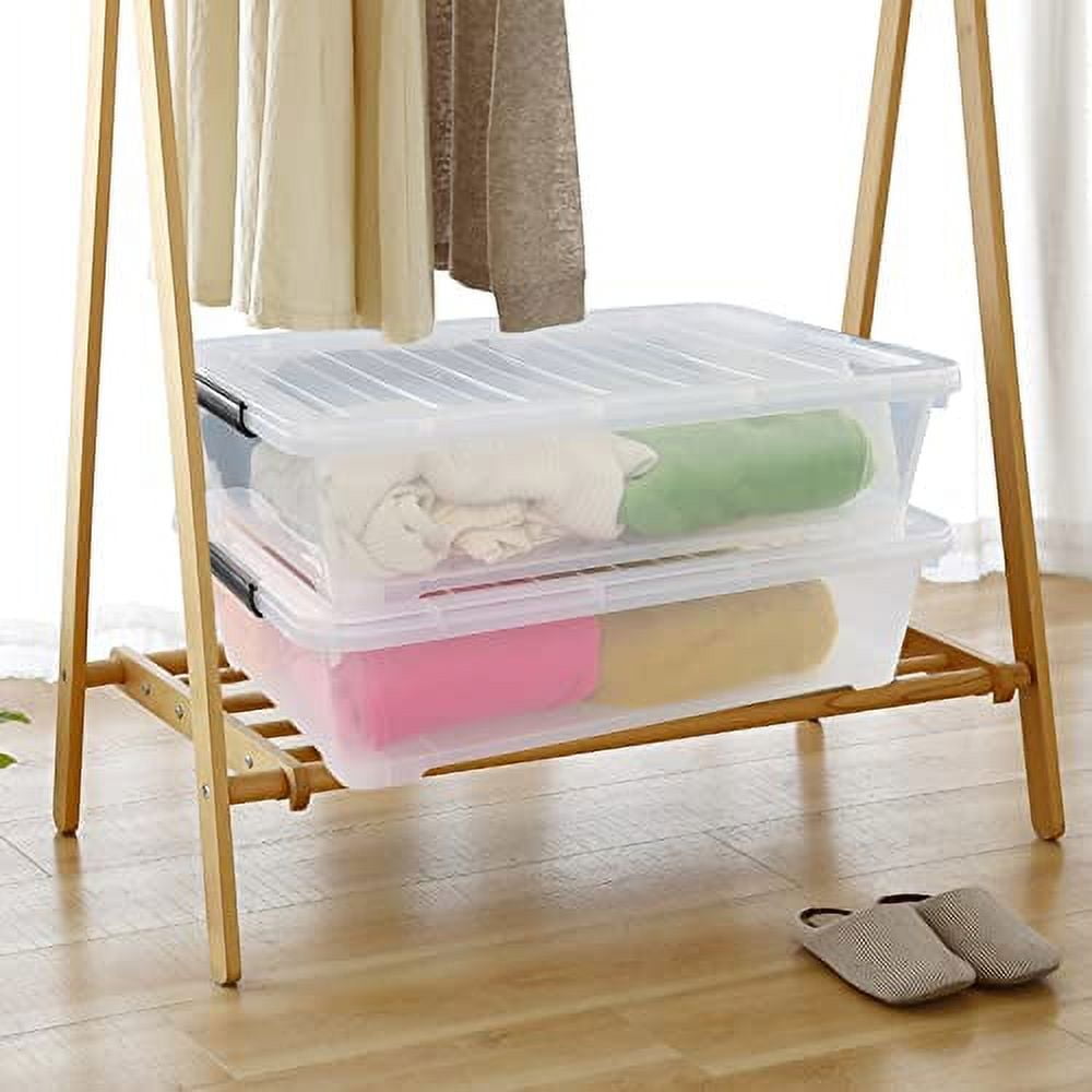 40 Quarts Under Bed Storage Boxes with Wheels, Large Plastic Shallow ...