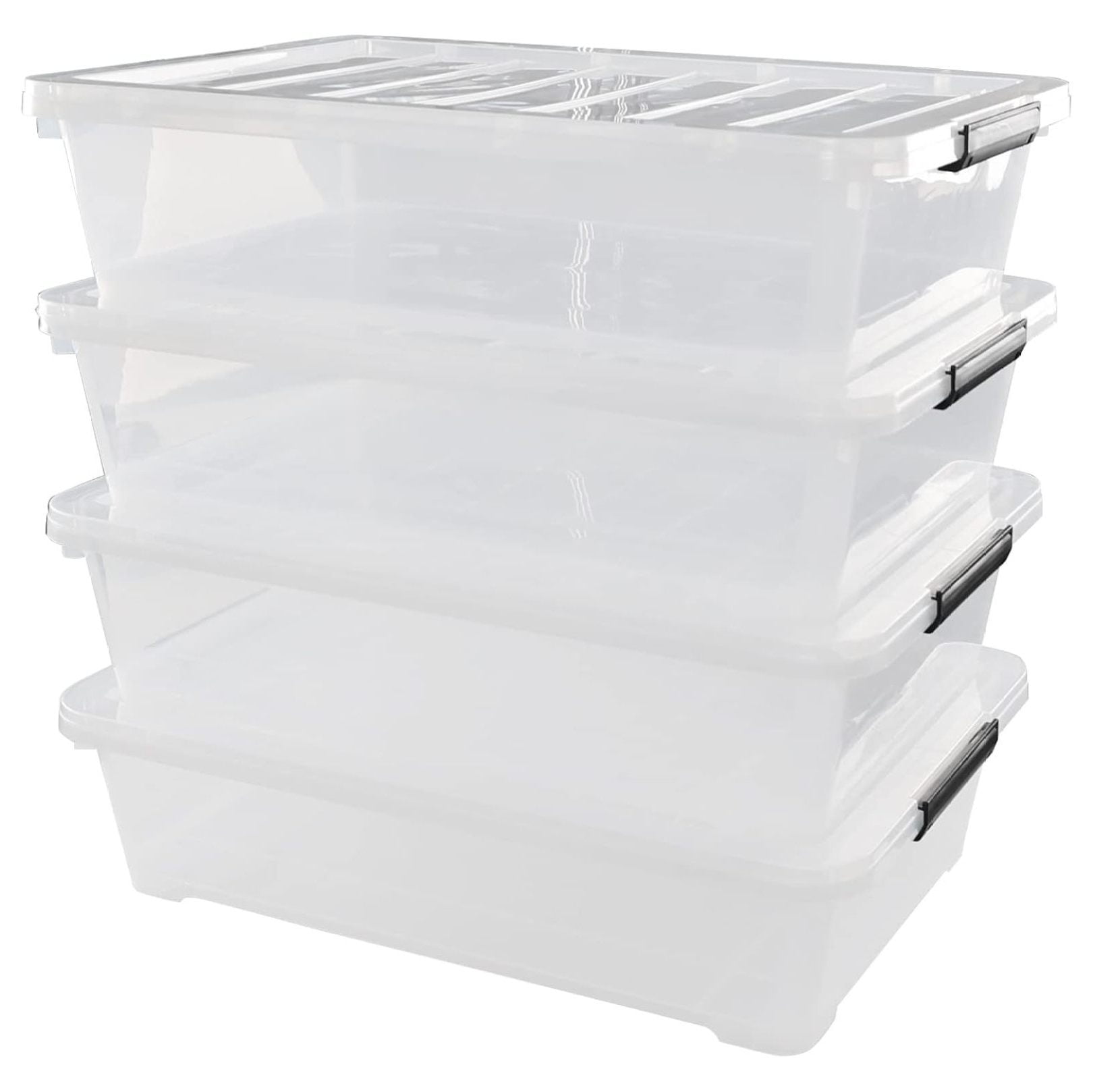 40 Quarts Under Bed Storage Boxes with Wheels, Large Plastic Shallow ...