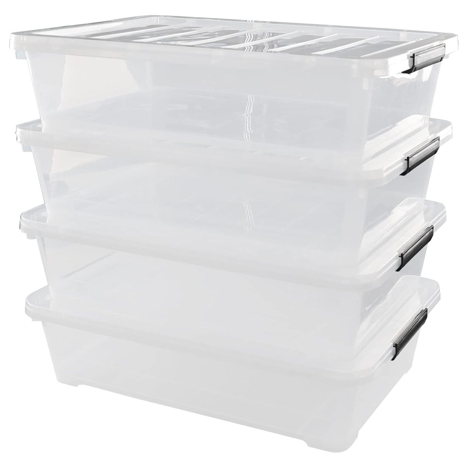 40 Quarts Under Bed Storage Boxes with Wheels, Large Plastic Shallow ...