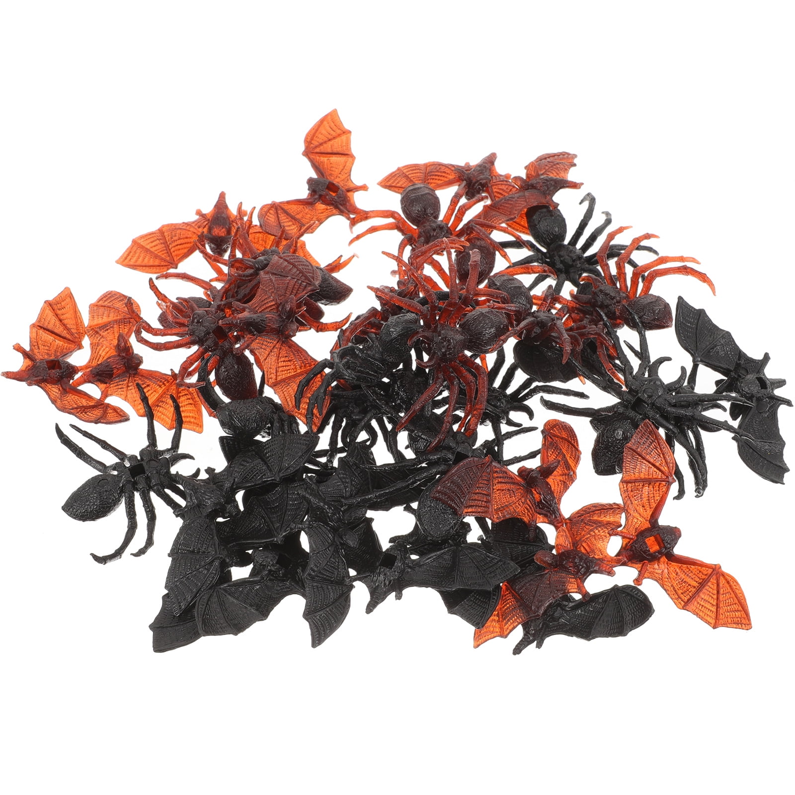 40 Realistic Spider Bat Halloween Trick Props Scary Plastic Spiders ...