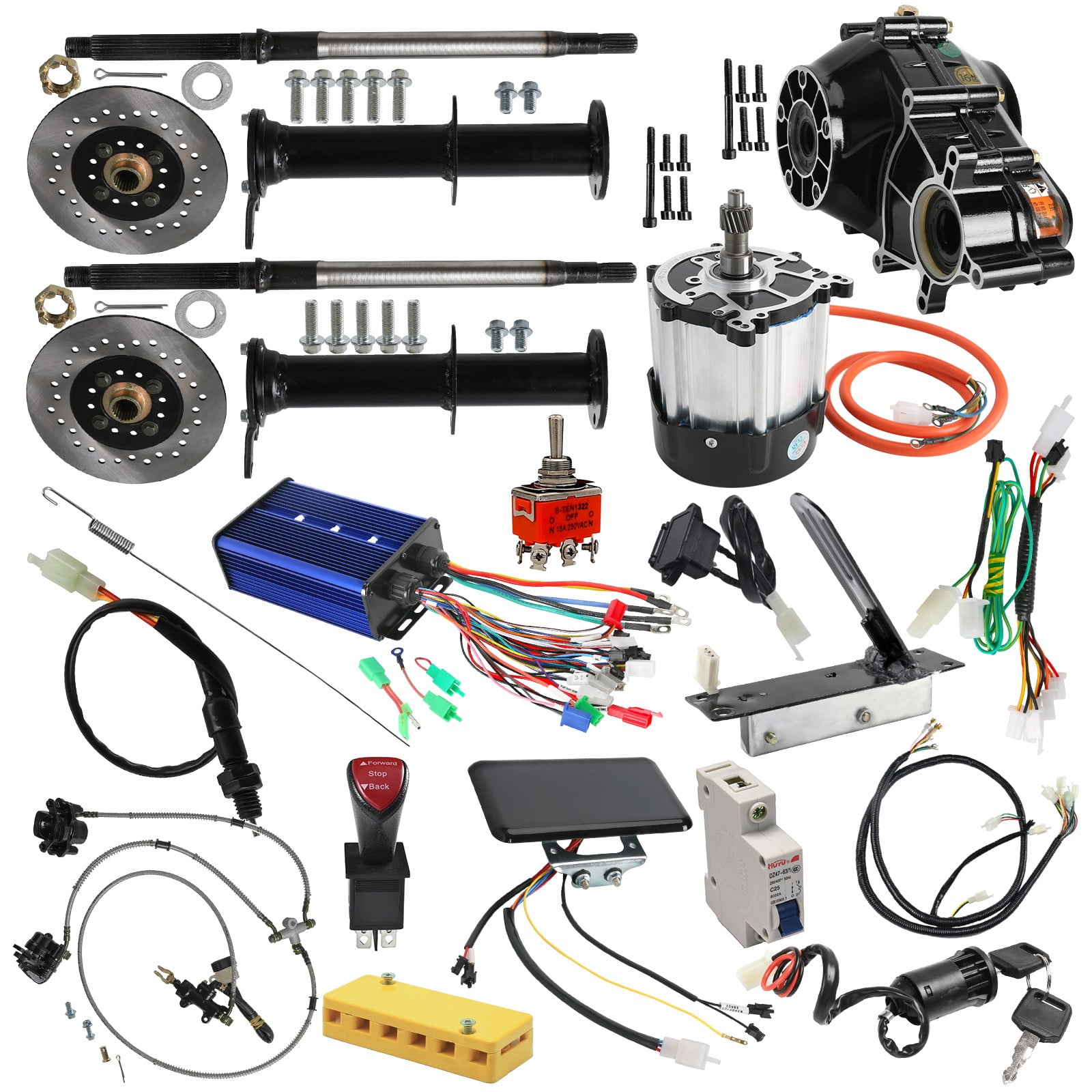 40" Rear Axle Kit 72V 1500W Brushless Electric Motor Differential Gear ...