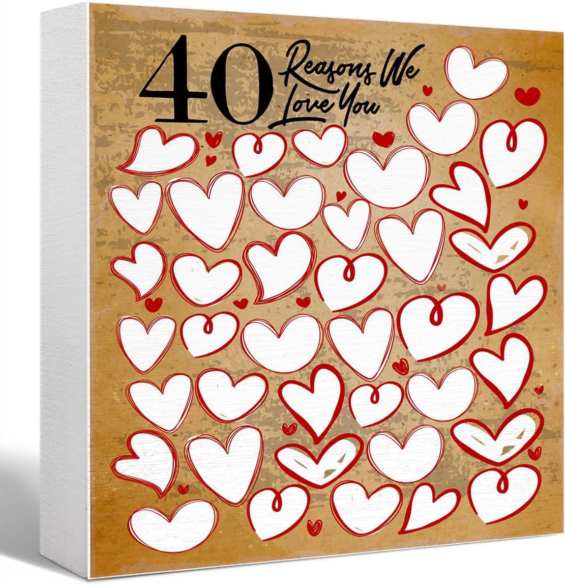 40 Reasons We Love You Wooden Block Sign,40th Birthday Decorative Wood ...