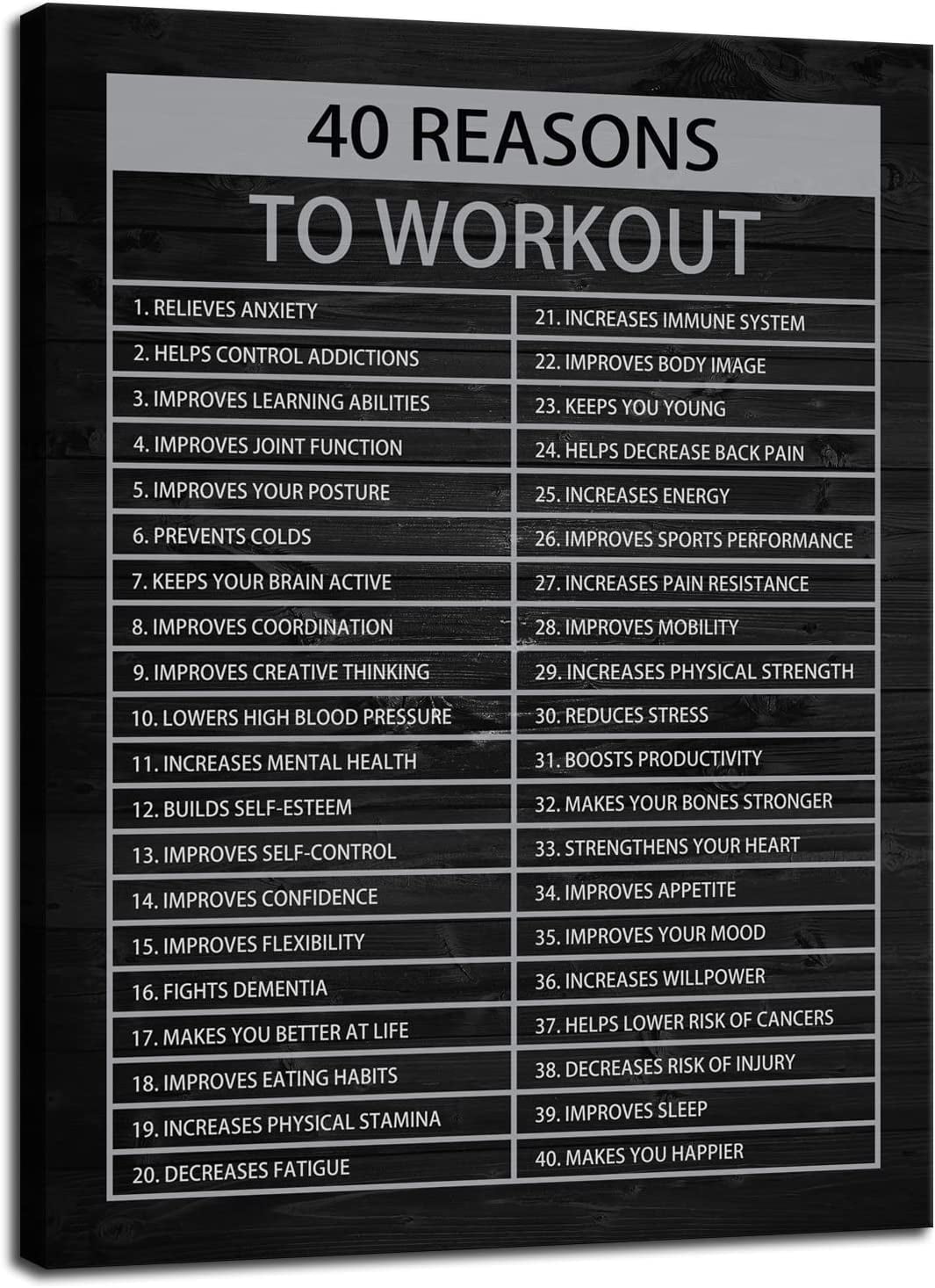40 Reasons to Workout Inspirational Quotes Exercise Wall Art ...
