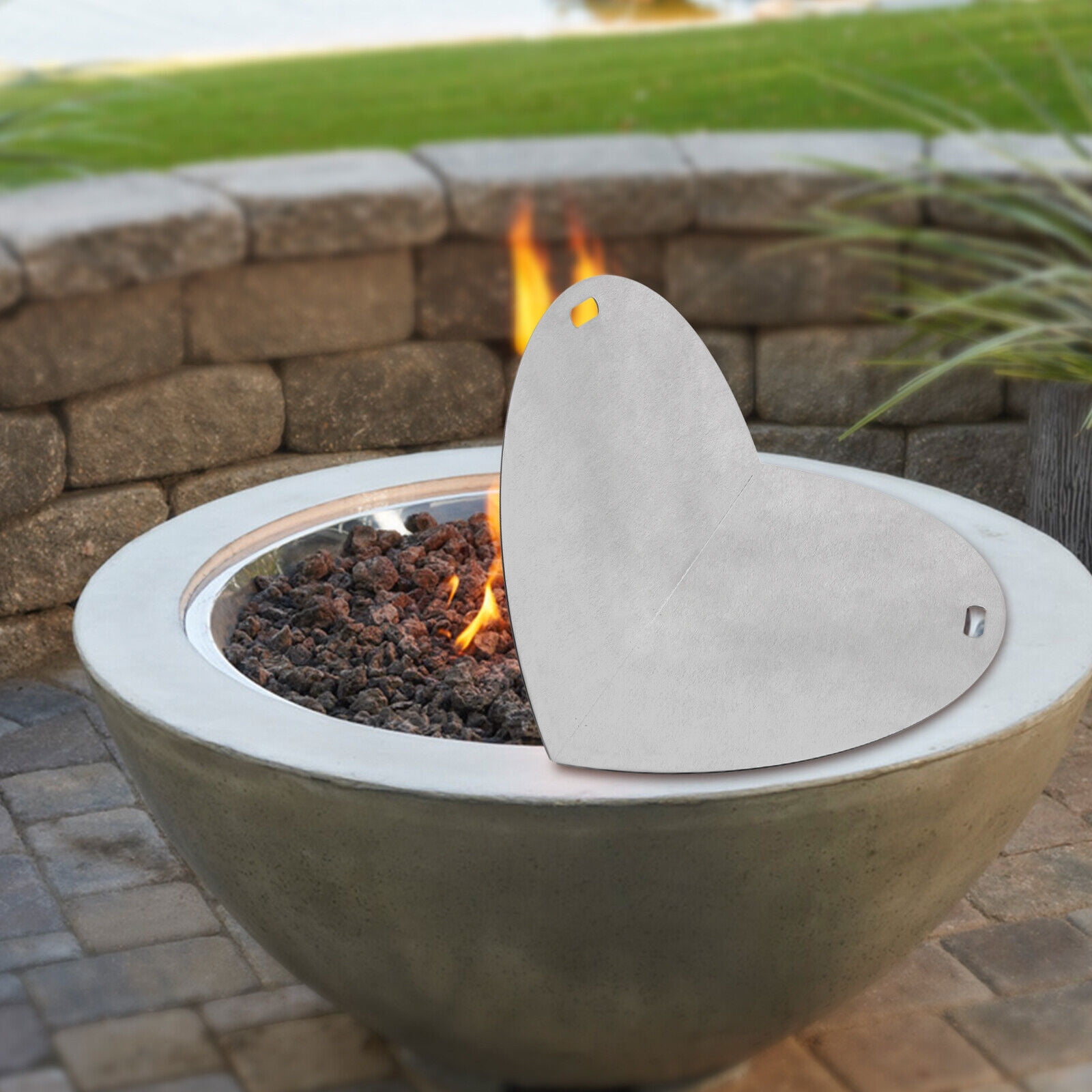 40'' Rectangular Stainless Steel Plated Drop-in Fire Pit Round Cover ...