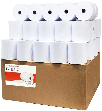 (40 Rolls) 3"x150’ 1-Ply Bond POS Receipt Paper (Made in USA): For SRP ...