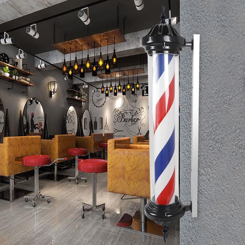 40" Rotating Barber Pole Light Red White Blue Stripe Lamp Hair Salon ...