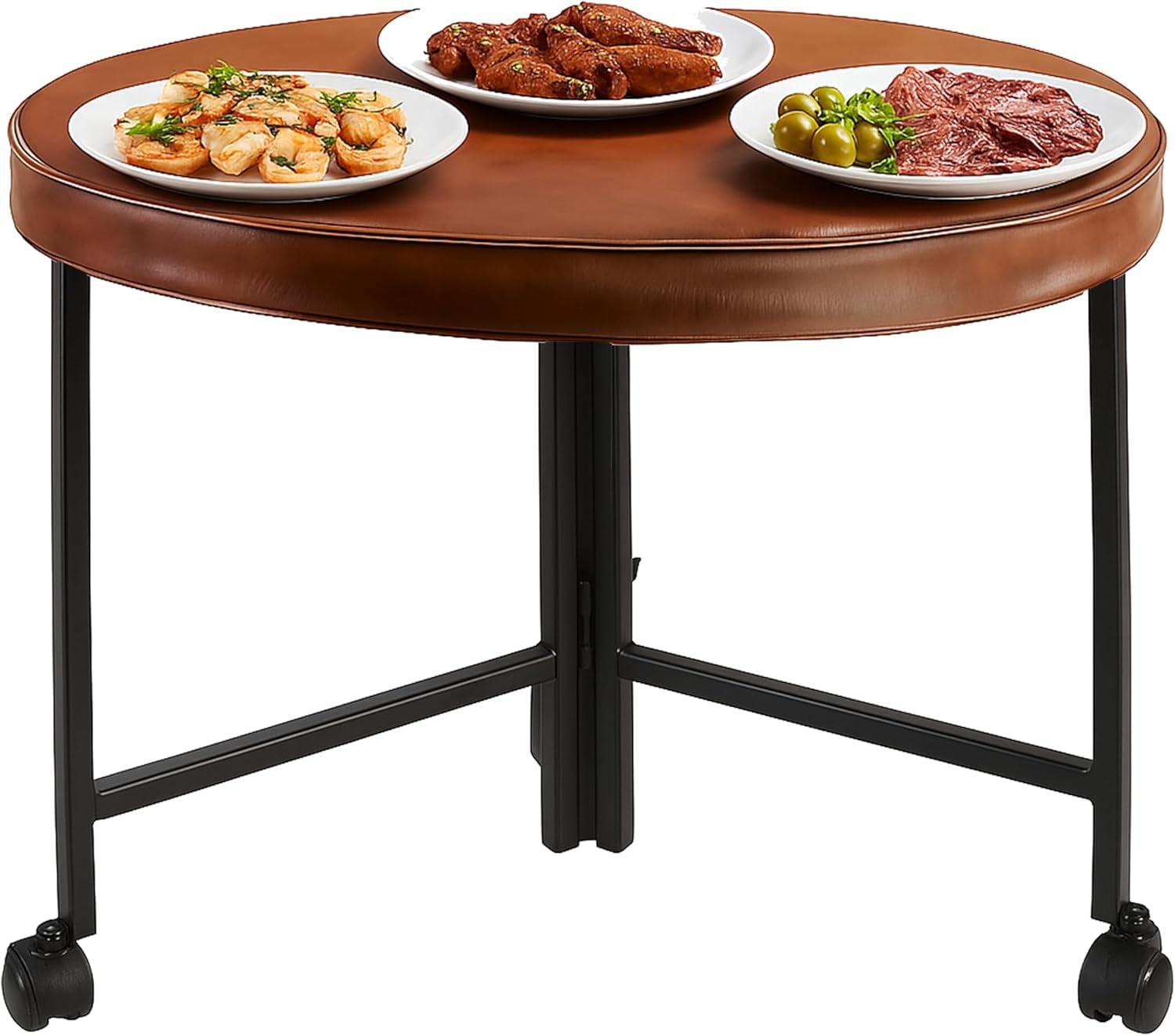 40" Round Folding Table w/ Lockable Wheels -Heavy-Duty Indoor & Outdoor ...