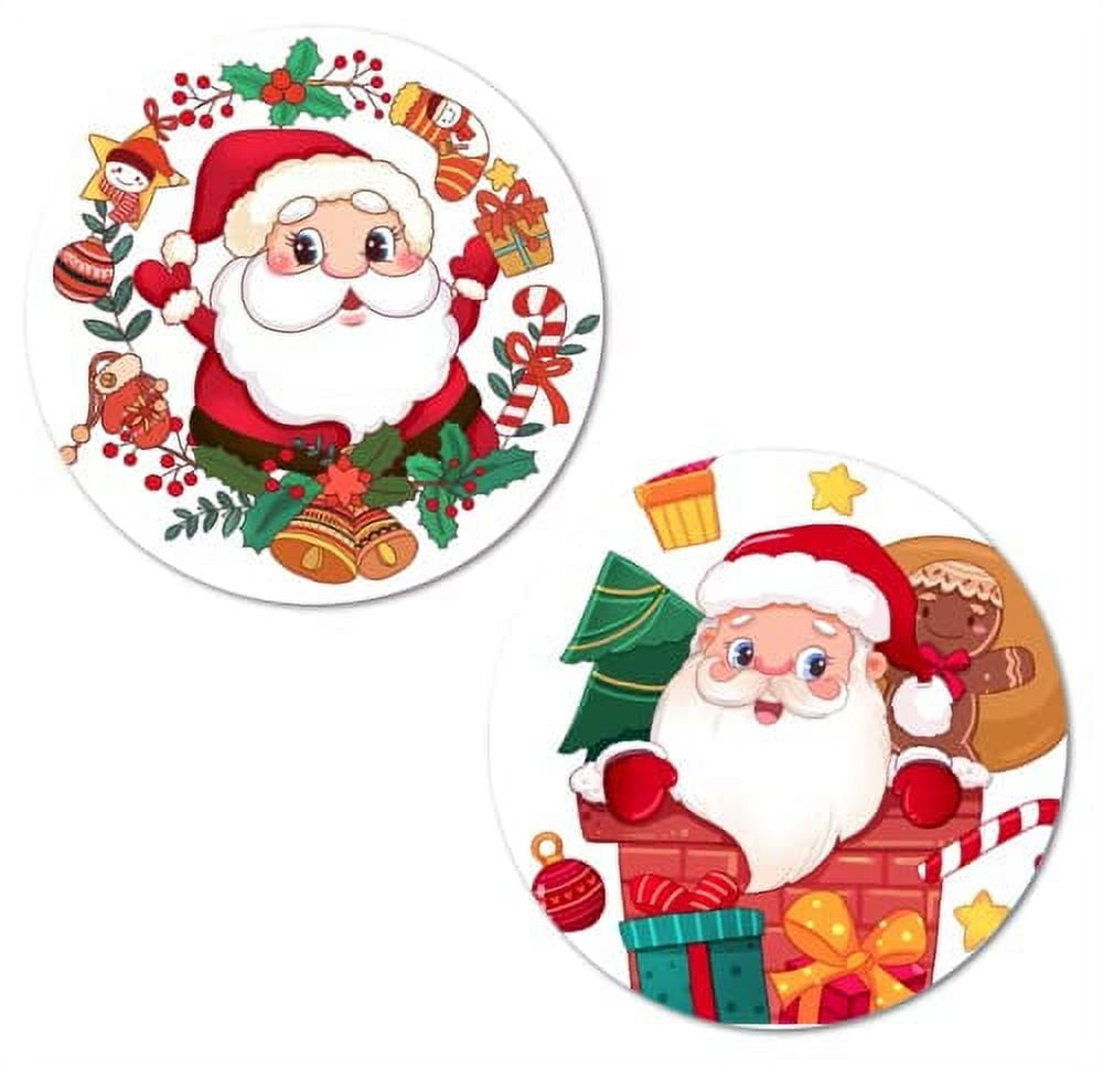 40 Santa Claus Stickers, 2 Inch Big Round Glossy Labels, Merry ...