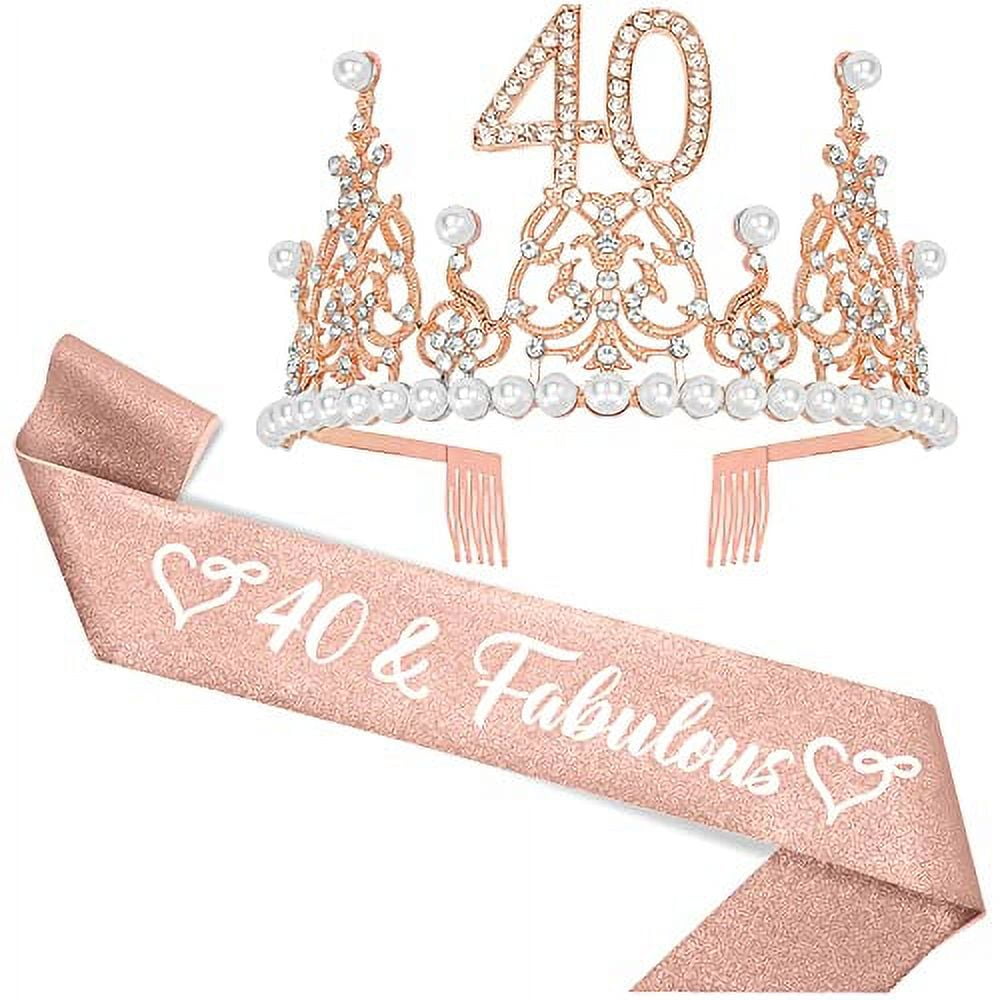 40 Sash And Tiara Happy 40th Birthday Decorations Women, 40th Birthday ...
