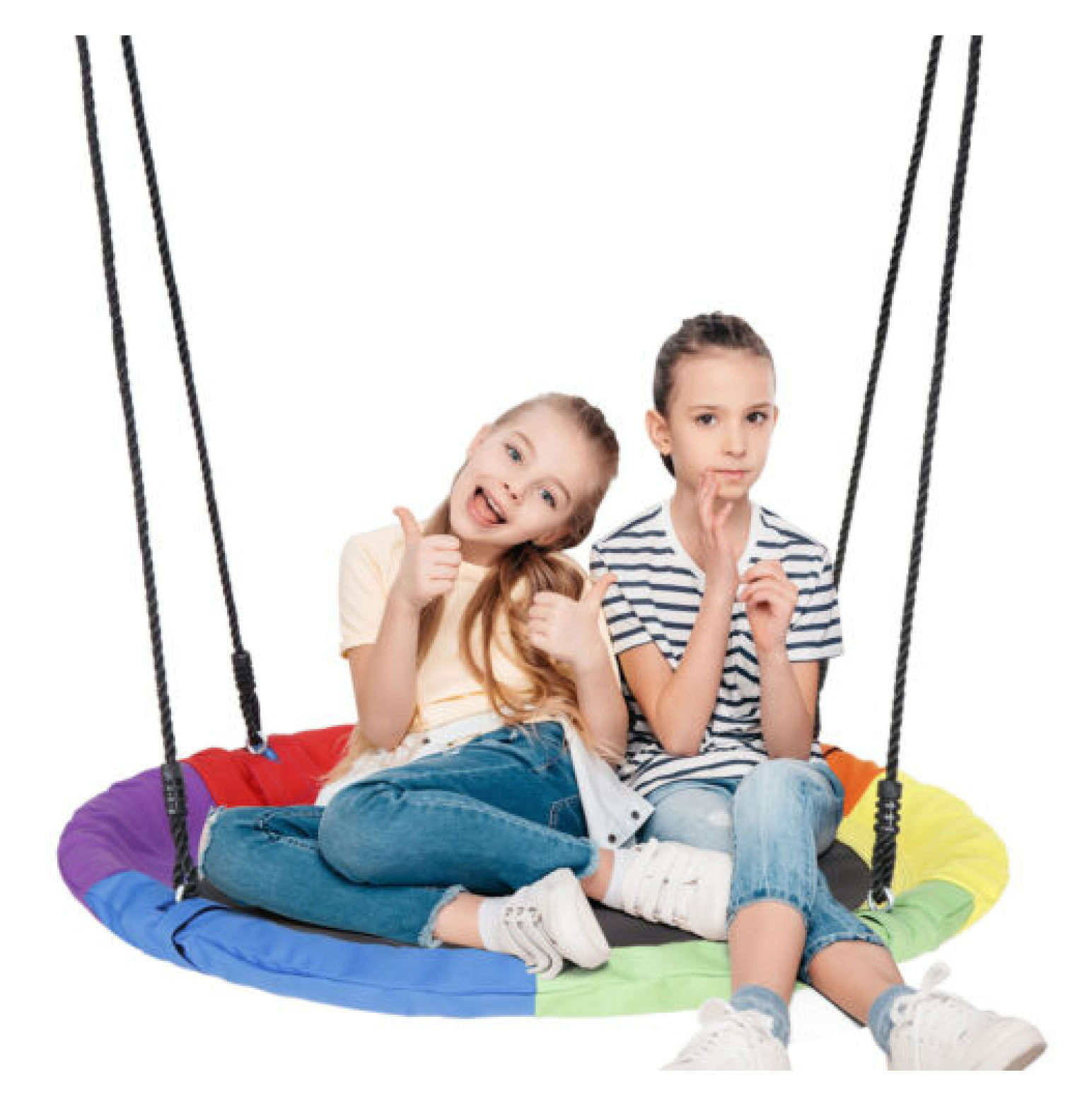 40" Saucer Tree Swing Set with Adjustable Hanging Ropes for Camping ...
