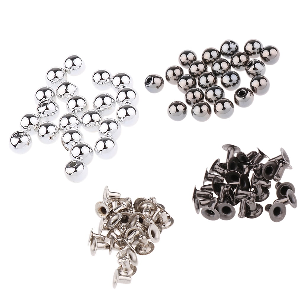 40 Set 8mm Black + Round Pearl Rivet Studs Spikes For Clothes Bags ...