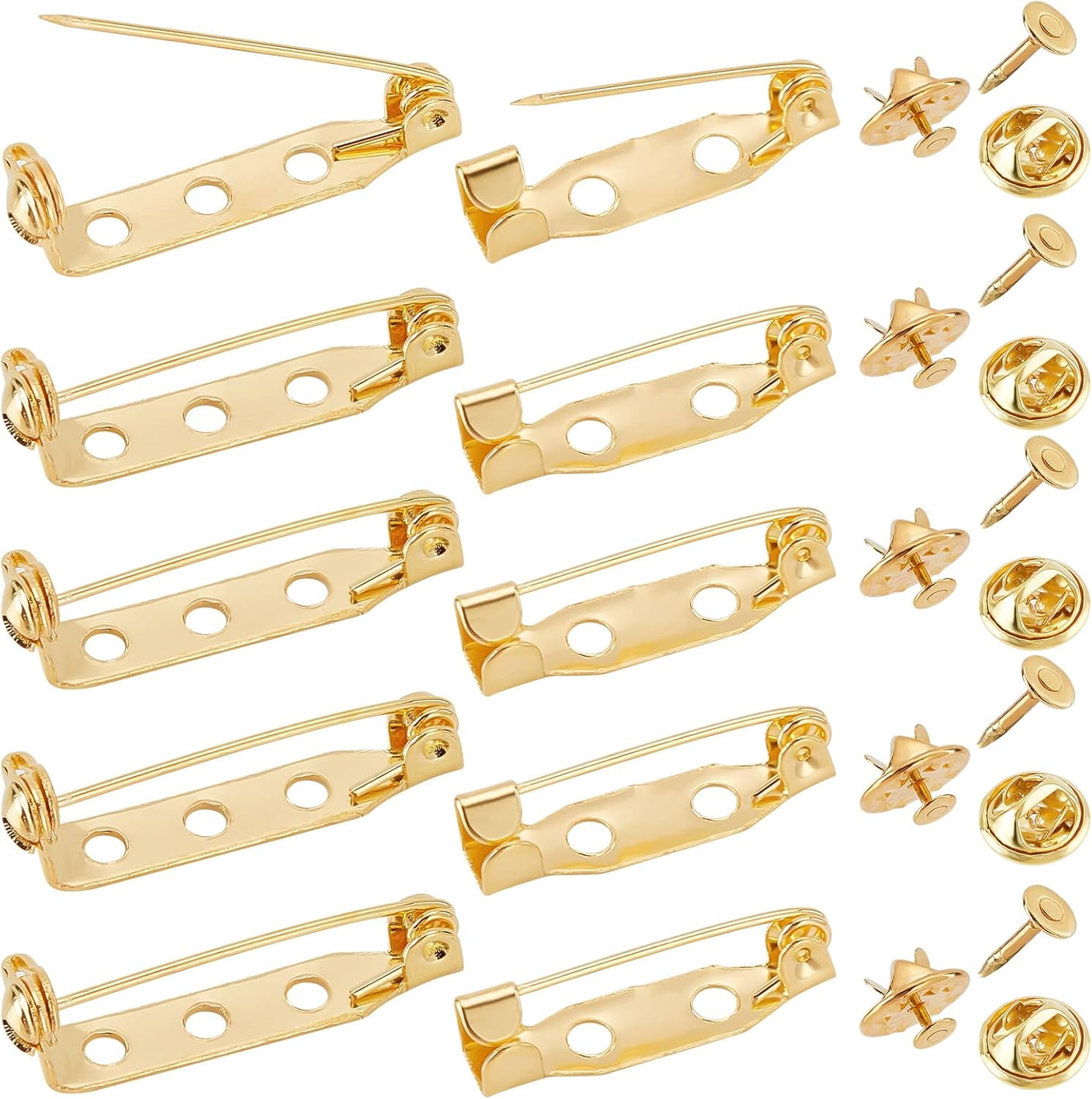 40 Set Iron Lapel Pin Backs Tie Tack Pin with 80Pcs 2 Style Iron Brooch ...