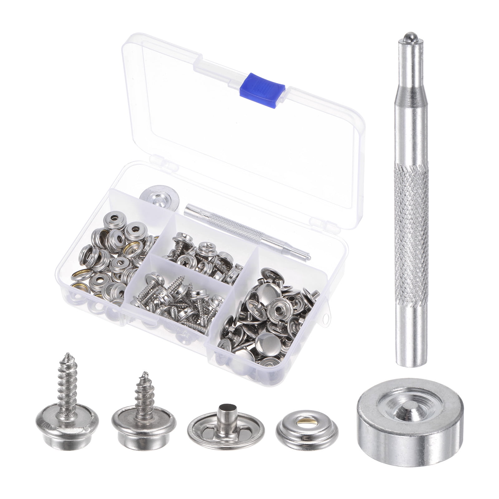40 Set Screw Snap Fasteners Kit 15mm Metal Snaps Button for Boat Canvas ...