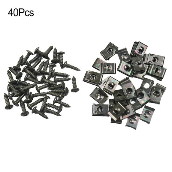 40 Set U Shape Clips Fastener Self-Tapping Screws Crosshead 6Mm ...