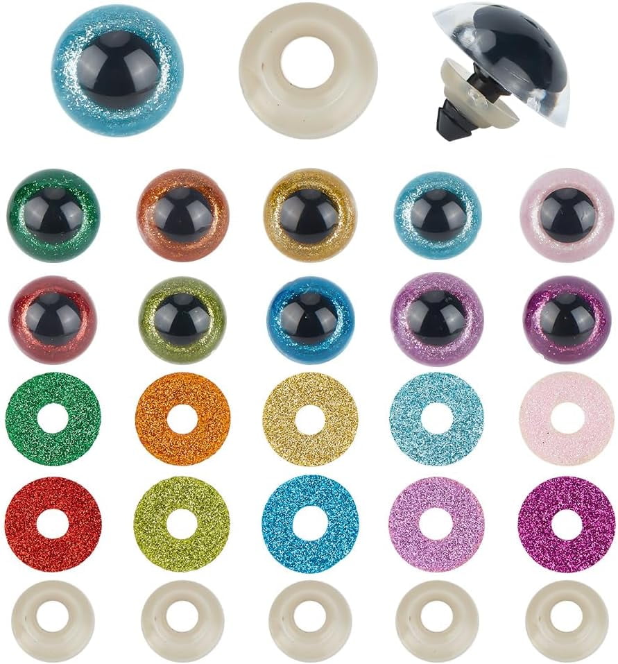 40 Sets 10 Colors Plastic Craft Eyes Shining Cartoon Eyes with Spacer ...