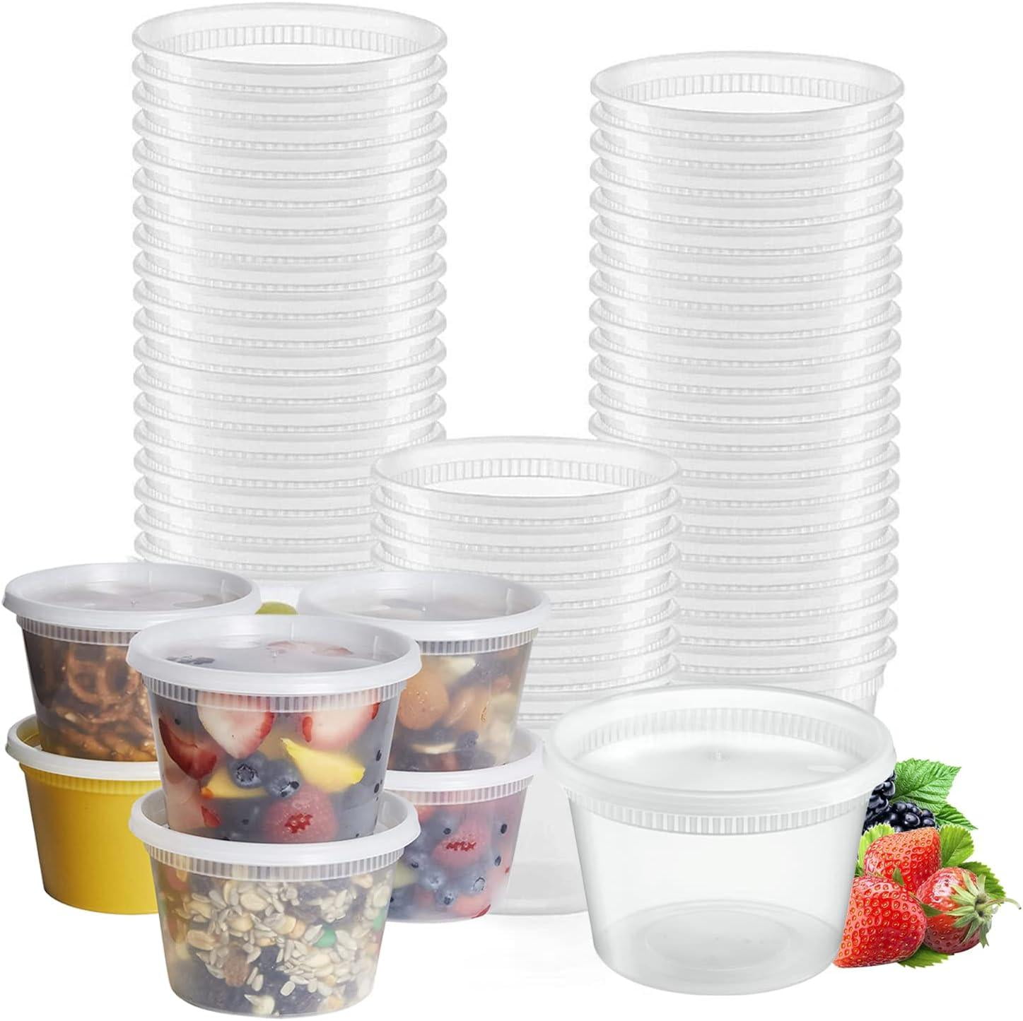 [40 Sets] 16 Oz. Plastic Deli Food Storage Containers with Airtight ...