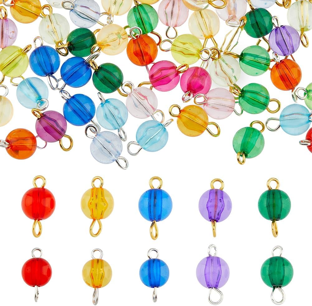 40 Sets 2 Colors Acrylic Connector Charms Round Links with Brass Double ...