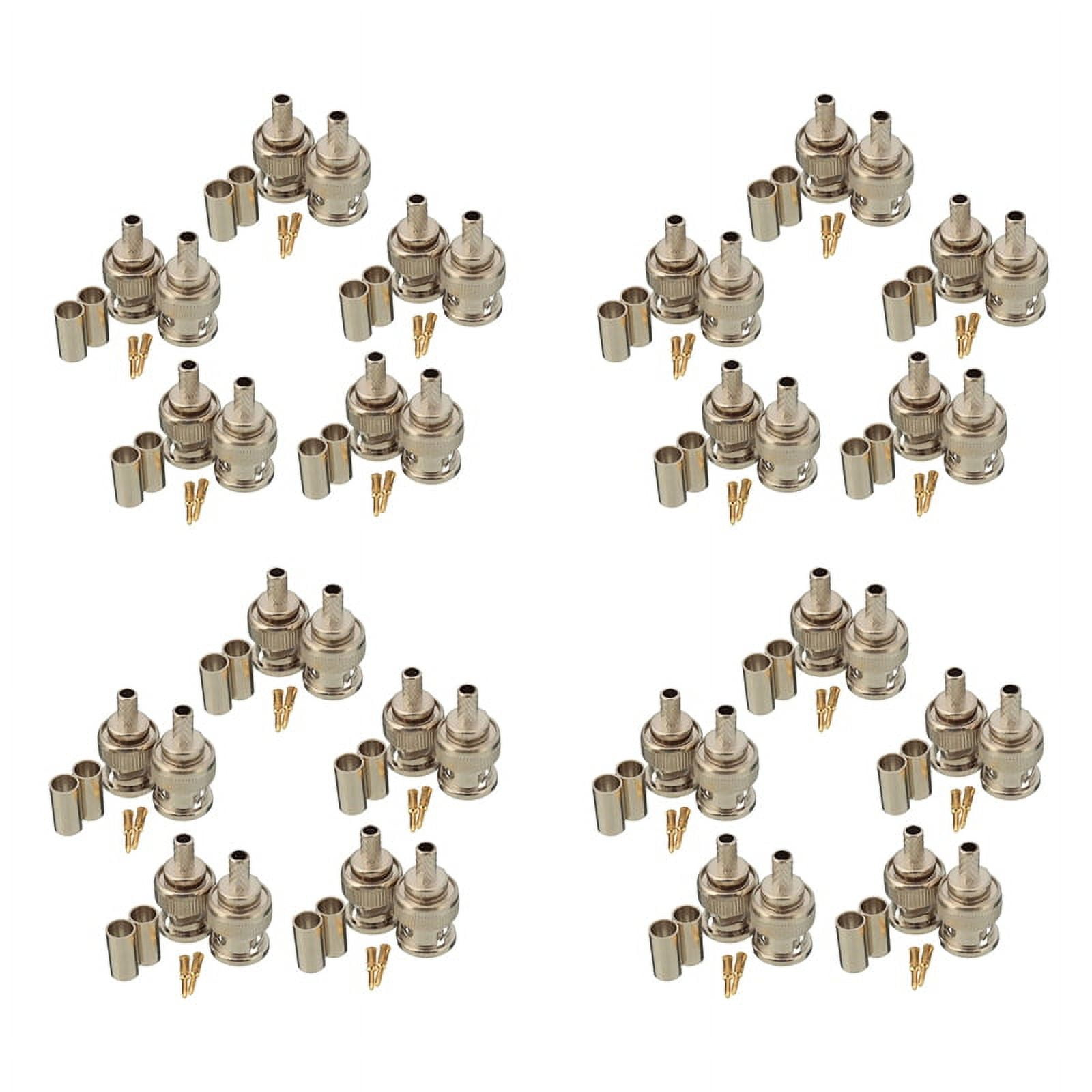 40 Sets 3-Piece BNC Male RG58 Plug Crimp Connectors,40 sets BNC Plug ...