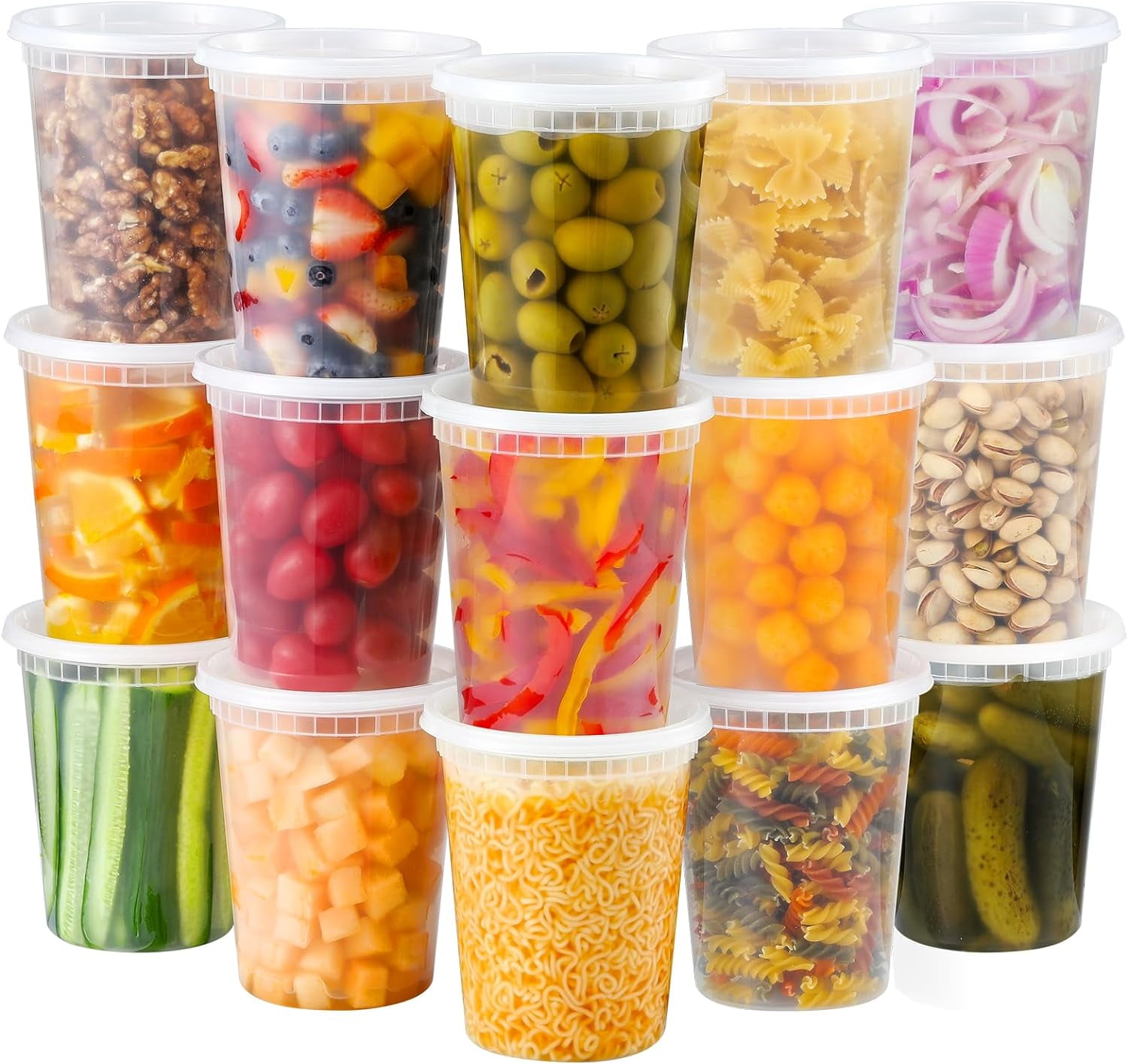 40 Sets 32 oz Plastic Deli Food Containers With Lids, Airtight Food ...