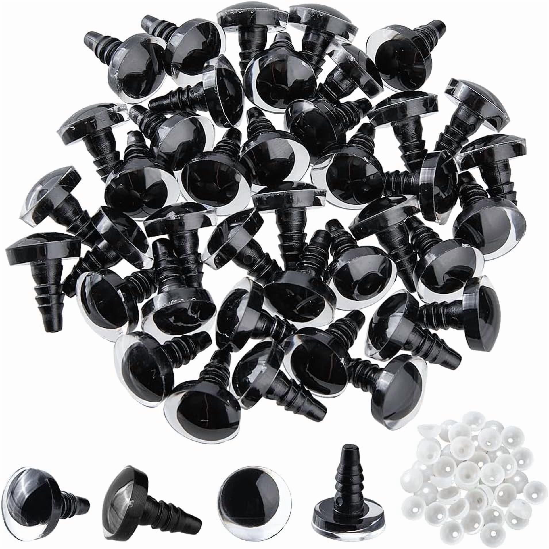 40 Sets 3D Bear Eyes with Spacer Plastic 16mm Dolls Glitter Safety Eyes ...