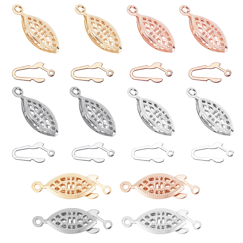 40 Sets 4 Colors 304 Stainless Steel Box Clasps Multi-Strand Clasps ...