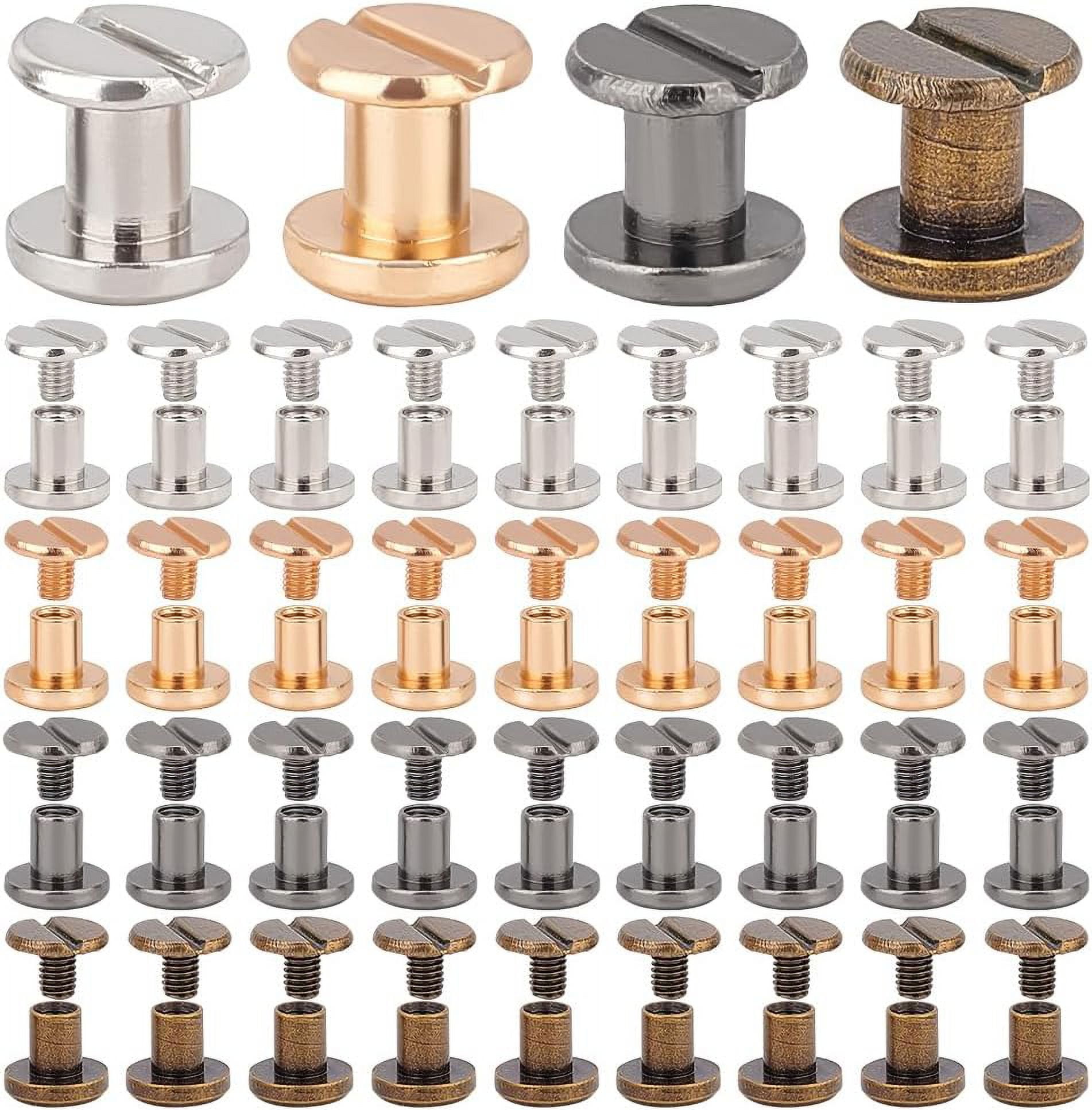 40 Sets 8 * 7.8mm Screws Posts Nail Rivet 4 Colors Round Alloy Flat ...