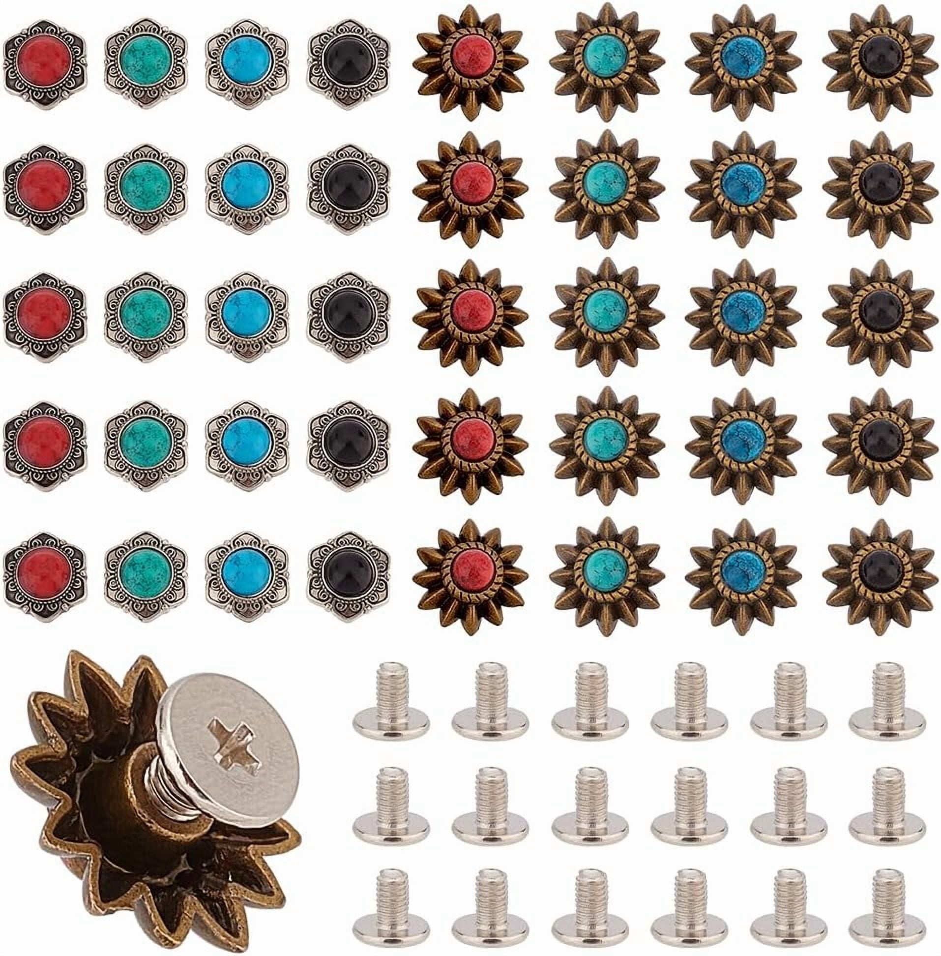 40 Sets 8 Style Coin Screw Rivets Decorative Buckle Sunflower Shape ...