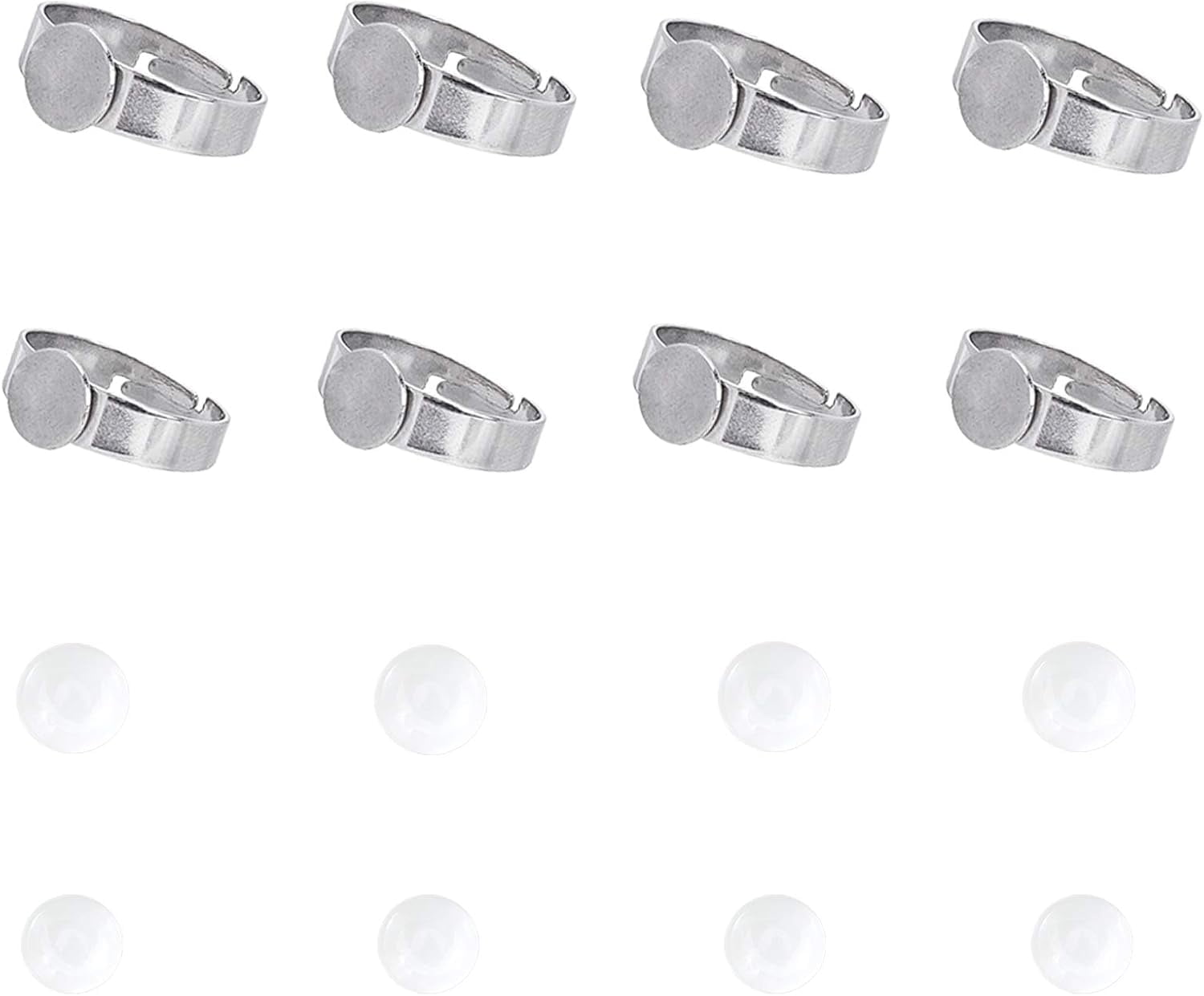 40 Sets Adjustable Finger Rings with 8mm/10mm Stainless Steel Flat ...