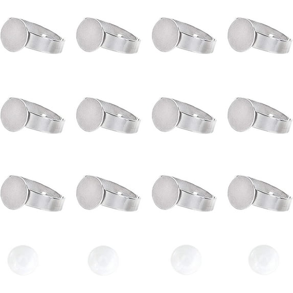 40 Sets Adjustable Flat Round Cabochon Rings Settings 10mm Tray Finger ...