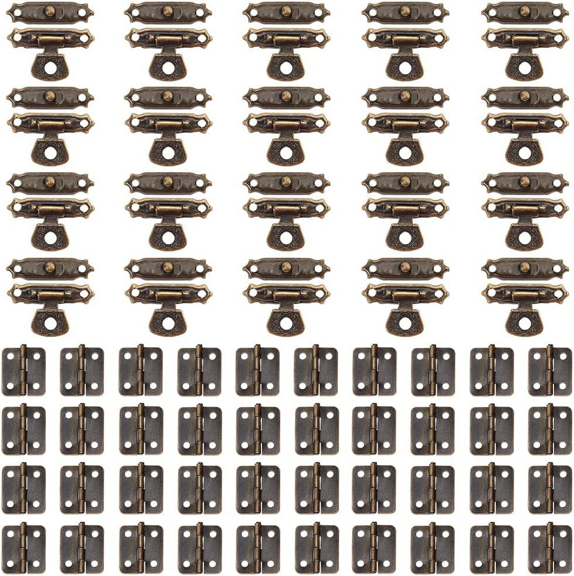 40 Sets Antique Mini Hinges with 20 Set Retro Hasps Latch and 240Pcs ...